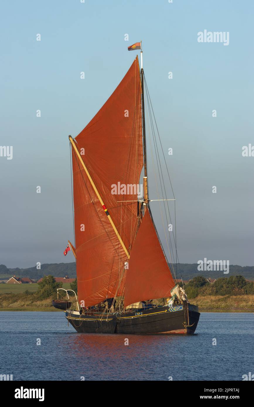 The Thames Sailing Barge Centaur in full sail in the early morning sun ...