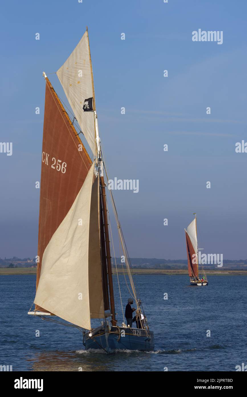 The sailing smack Hyacinth, CK256, in fullsail on the Blackiwater ...