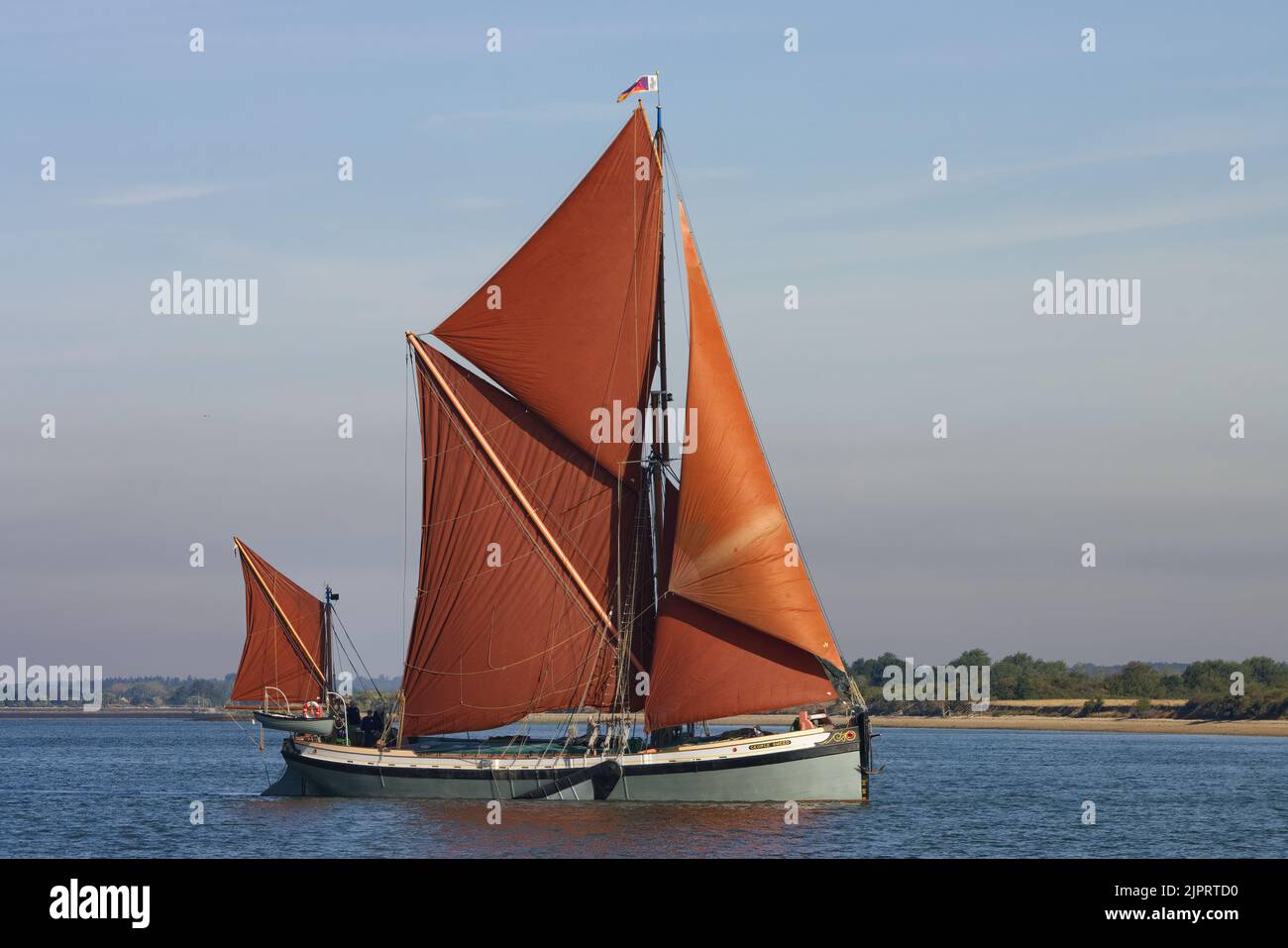 The Thames sailing Barge George Smeed in full sail, Blackwater Estuary ...
