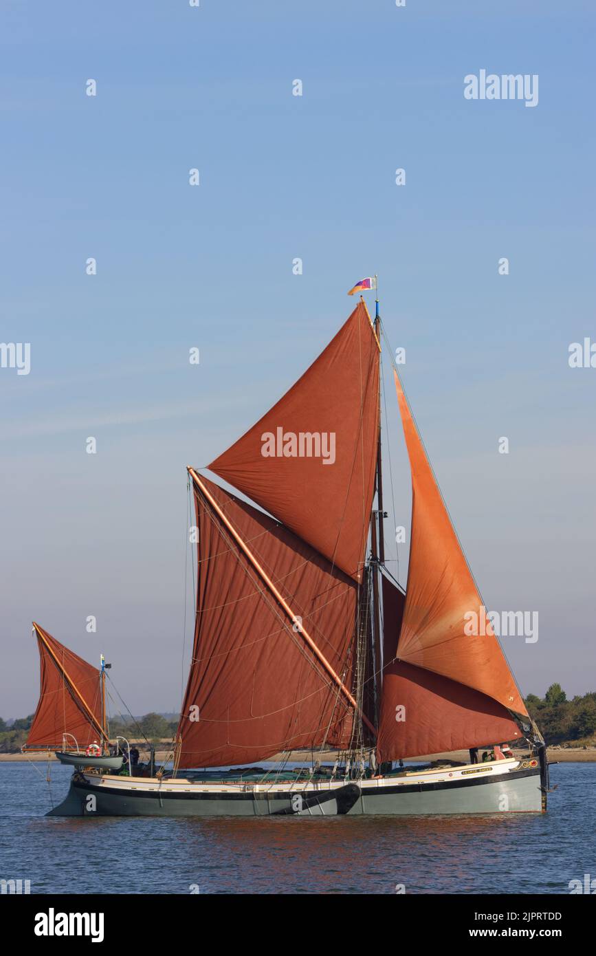 The Thames sailing Barge George Smeed in full sail, Blackwater Estuary ...