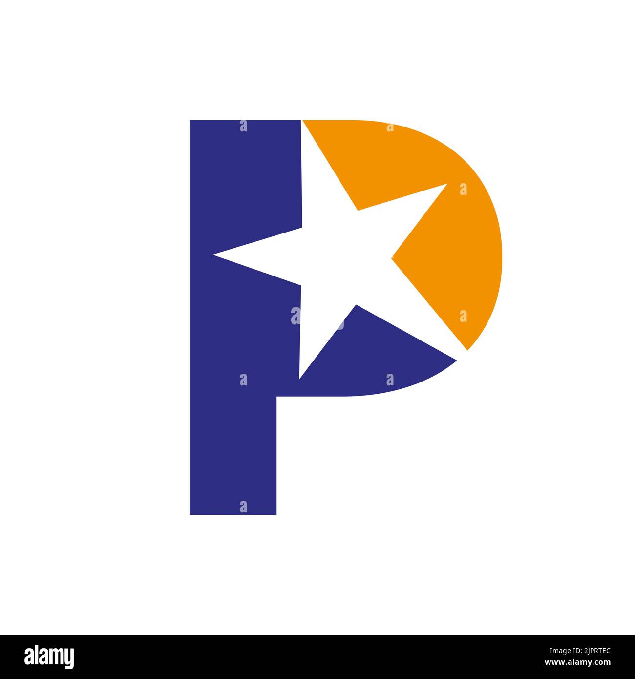 Letter P Negative Space Star Logo Vector Template. Minimal Star Symbol ...