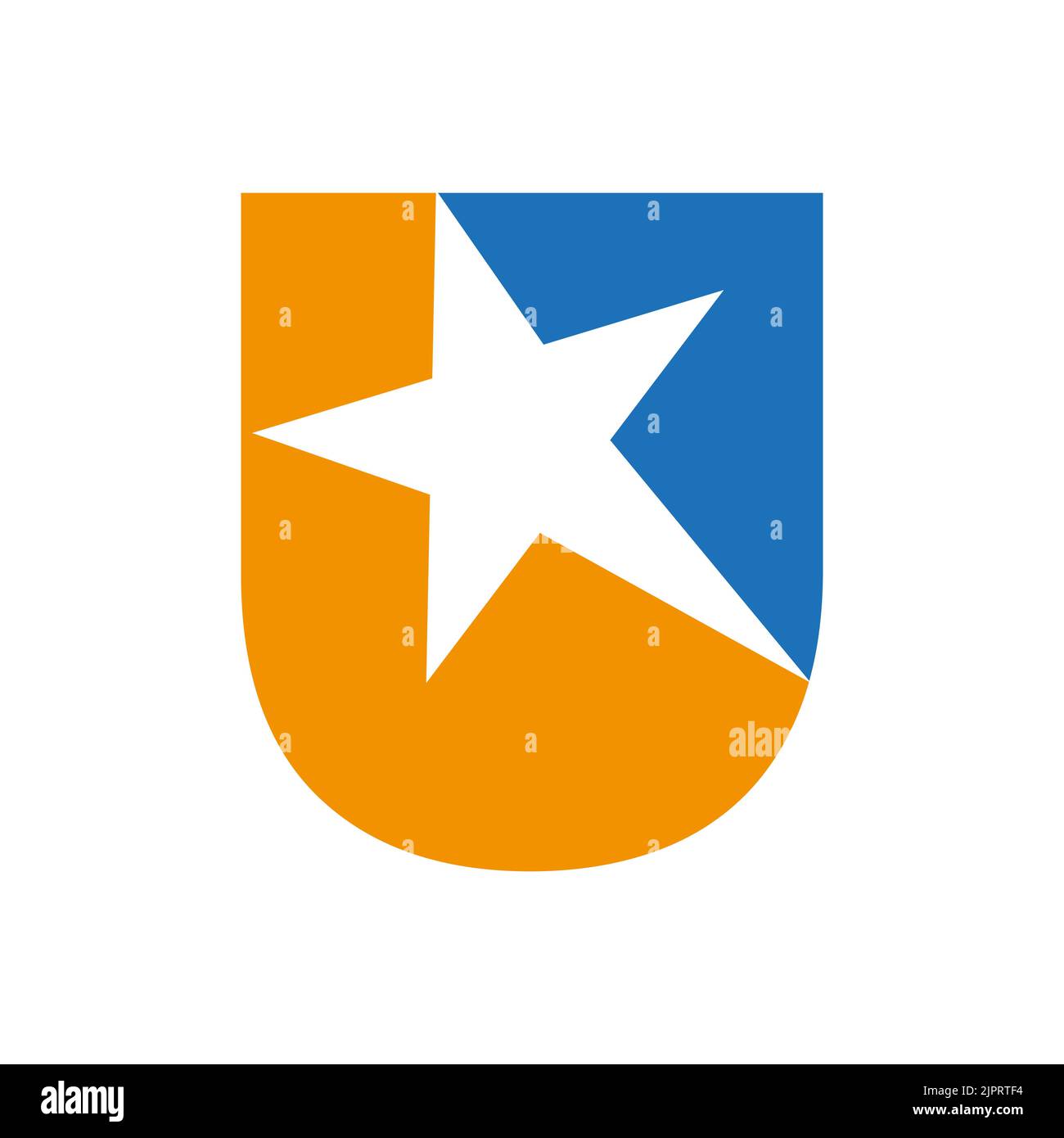 Letter U Negative Space Star Logo Vector Template. Minimal Star Symbol ...