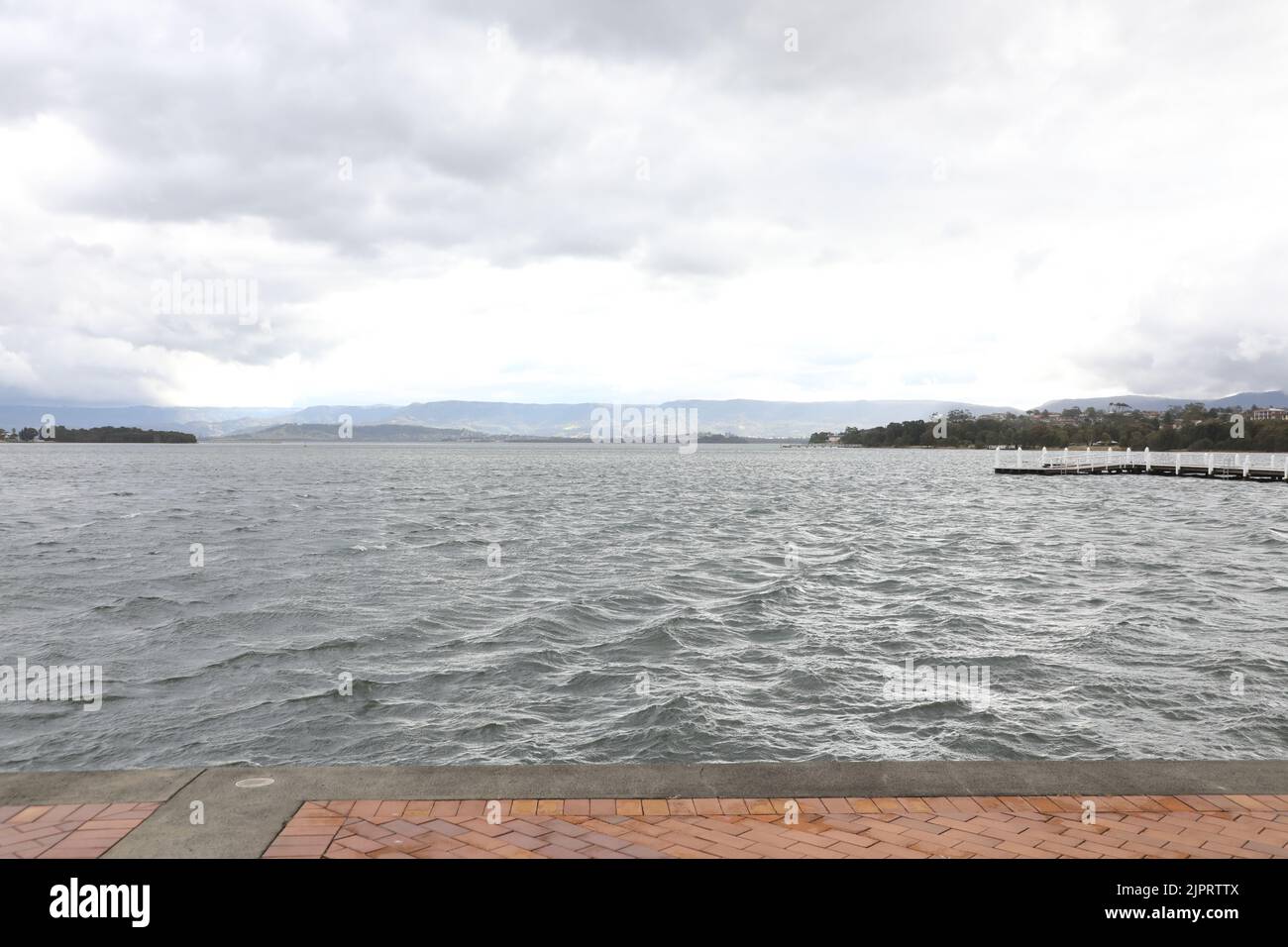 View out to Lake Illawarra from the Wollongong suburb of Warrawong on a ...