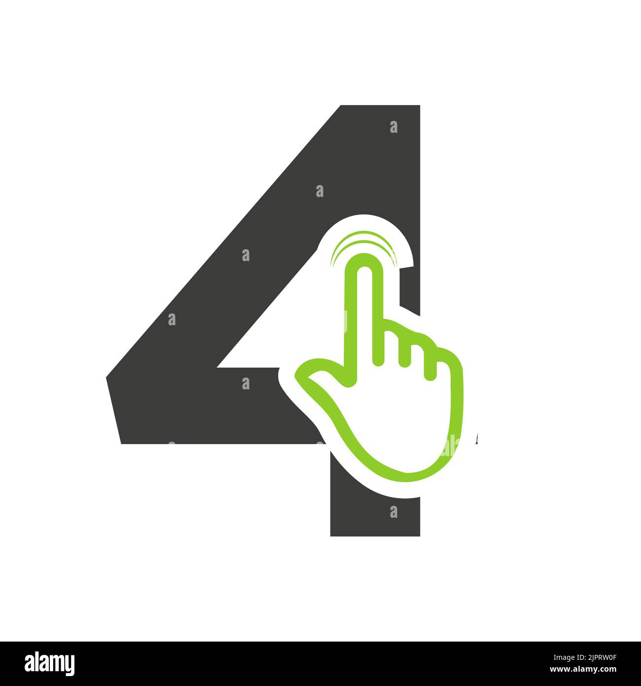 Letter 4 Finger Click Logo Vector Template Concept For Technology ...