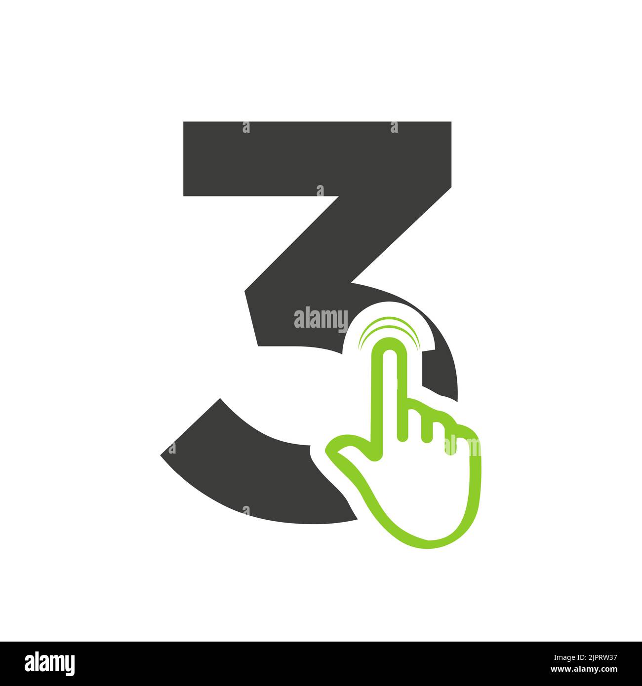 Letter 3 Finger Click Logo Vector Template Concept For Technology ...