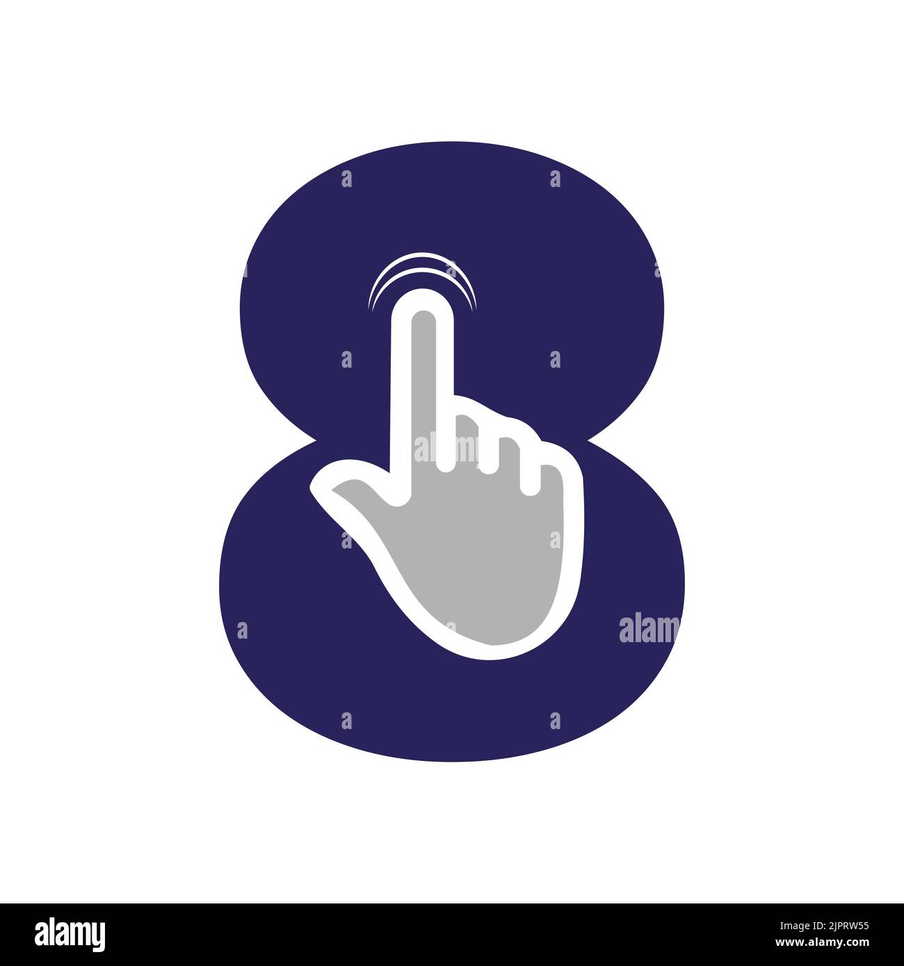 Letter 8 Finger Click Logo Vector Template Concept For Technology ...