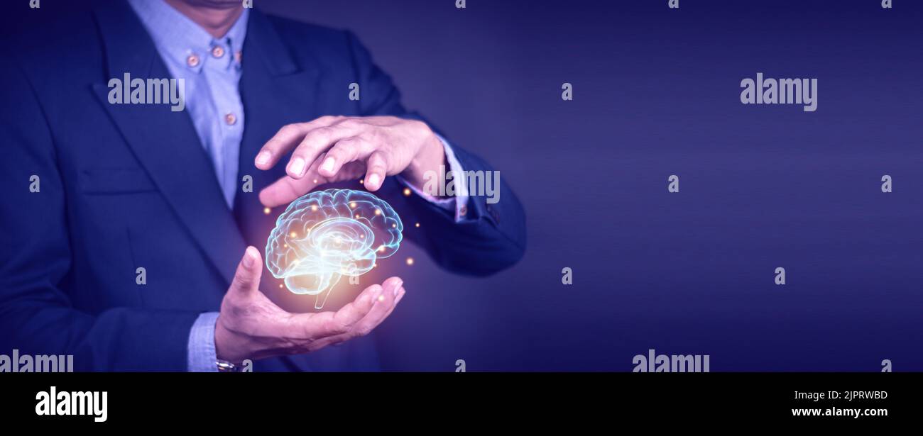 human hand holding brain, Artificial Intelligence, AI Technology ...