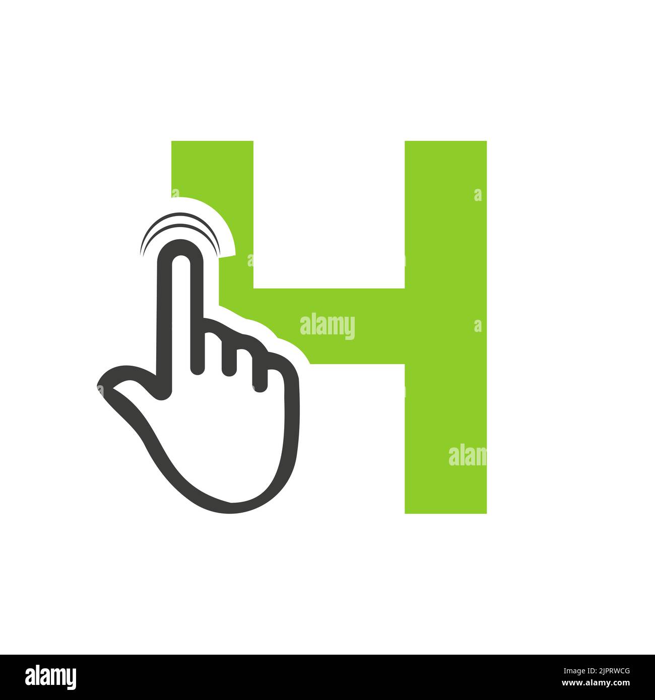 Letter H Finger Click Logo Vector Template Concept For Technology ...