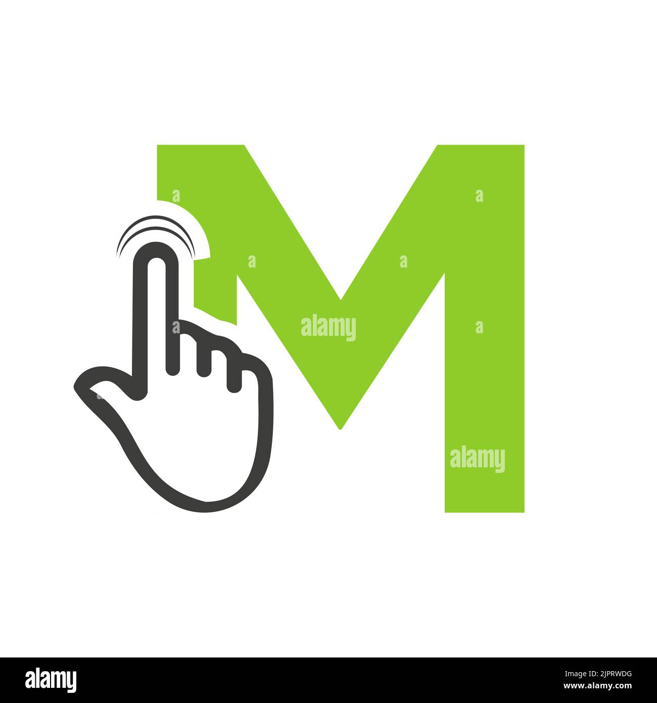 Letter M Finger Click Logo Vector Template Concept For Technology ...