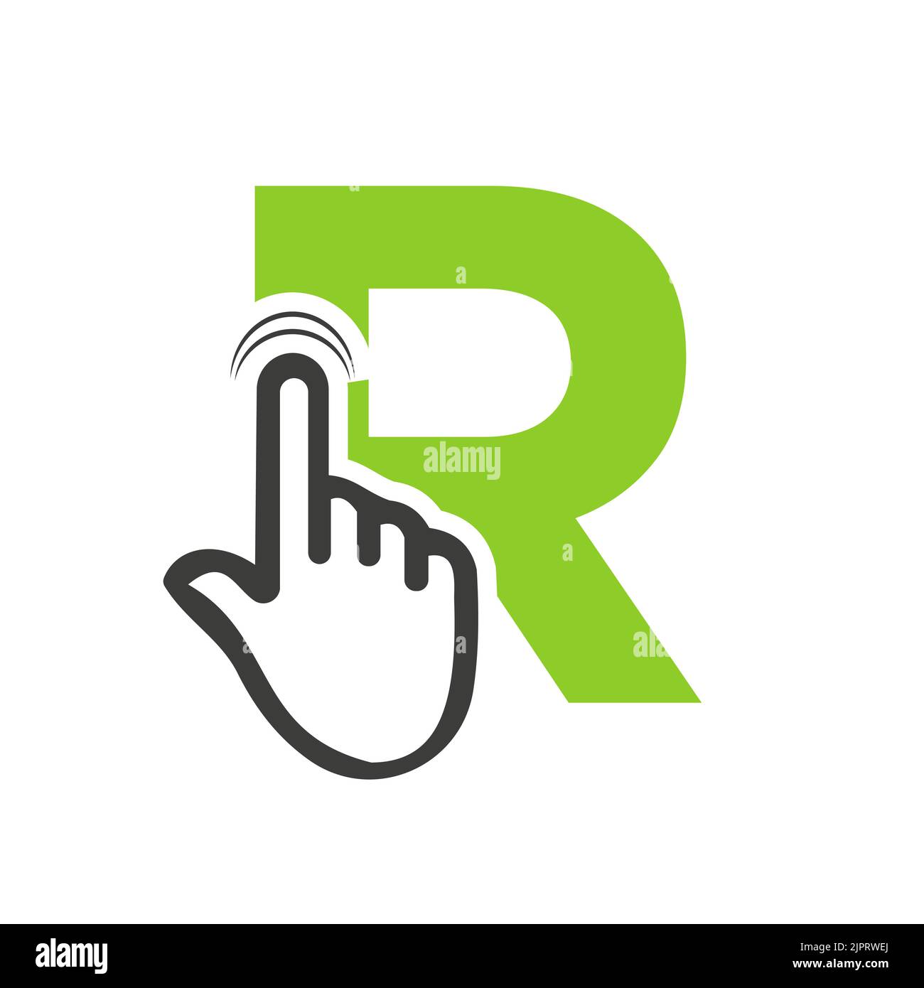 Letter R Finger Click Logo Vector Template Concept For Technology ...