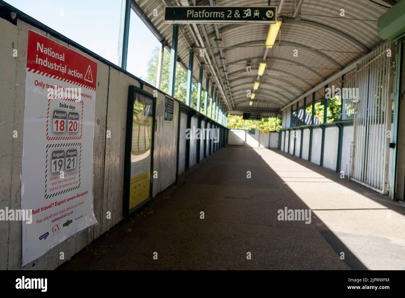 The platform bridge at Wandsworth Common Station in south London. Rail ...