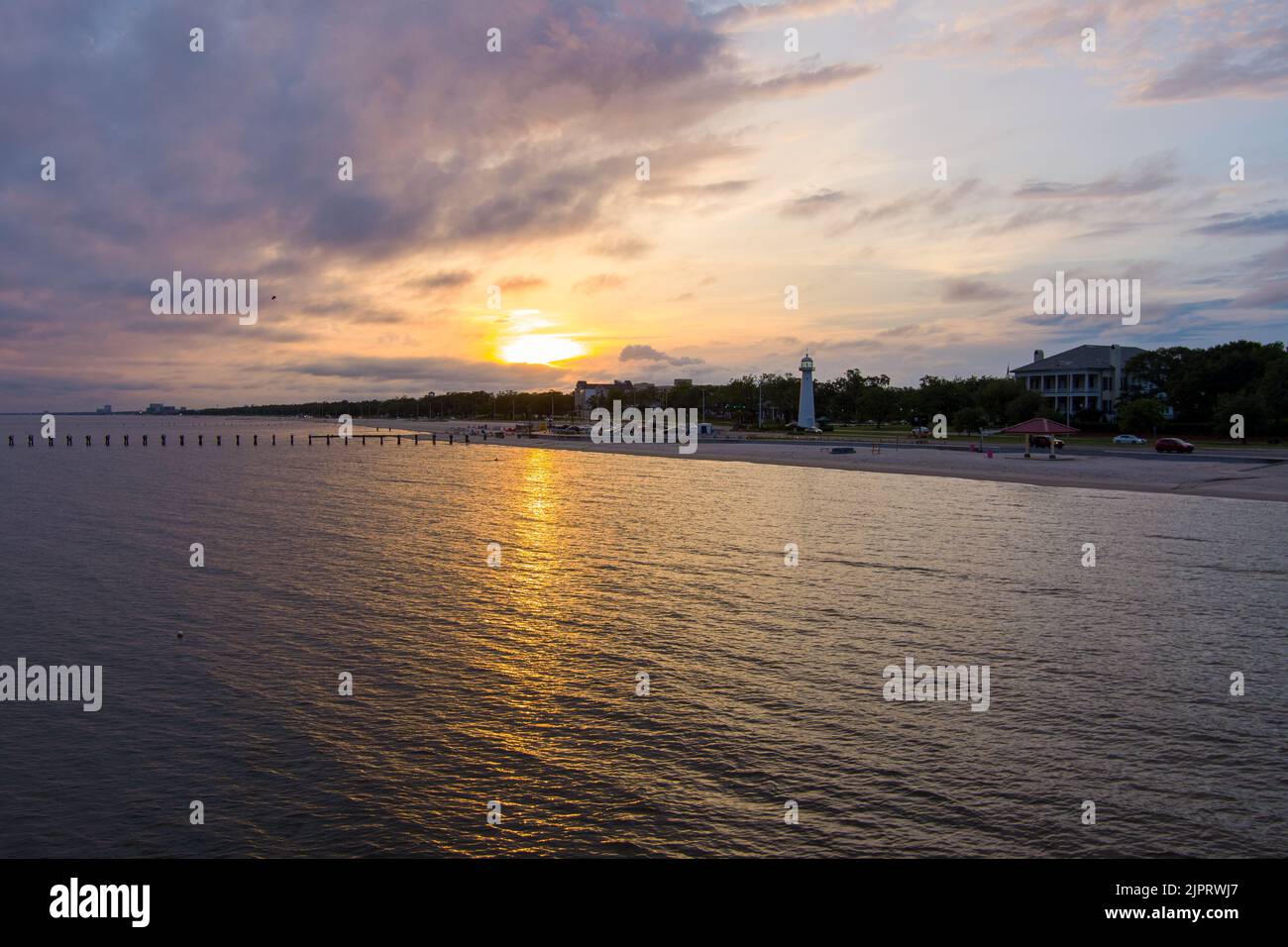 The Biloxi, Mississippi waterfront at sunset Stock Photo - Alamy