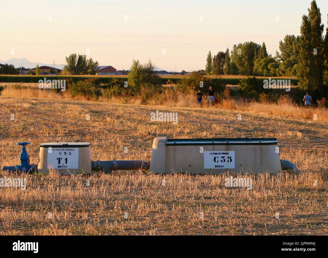 Pumps for water irrigation from the Pisuerga Canal in a field of ...