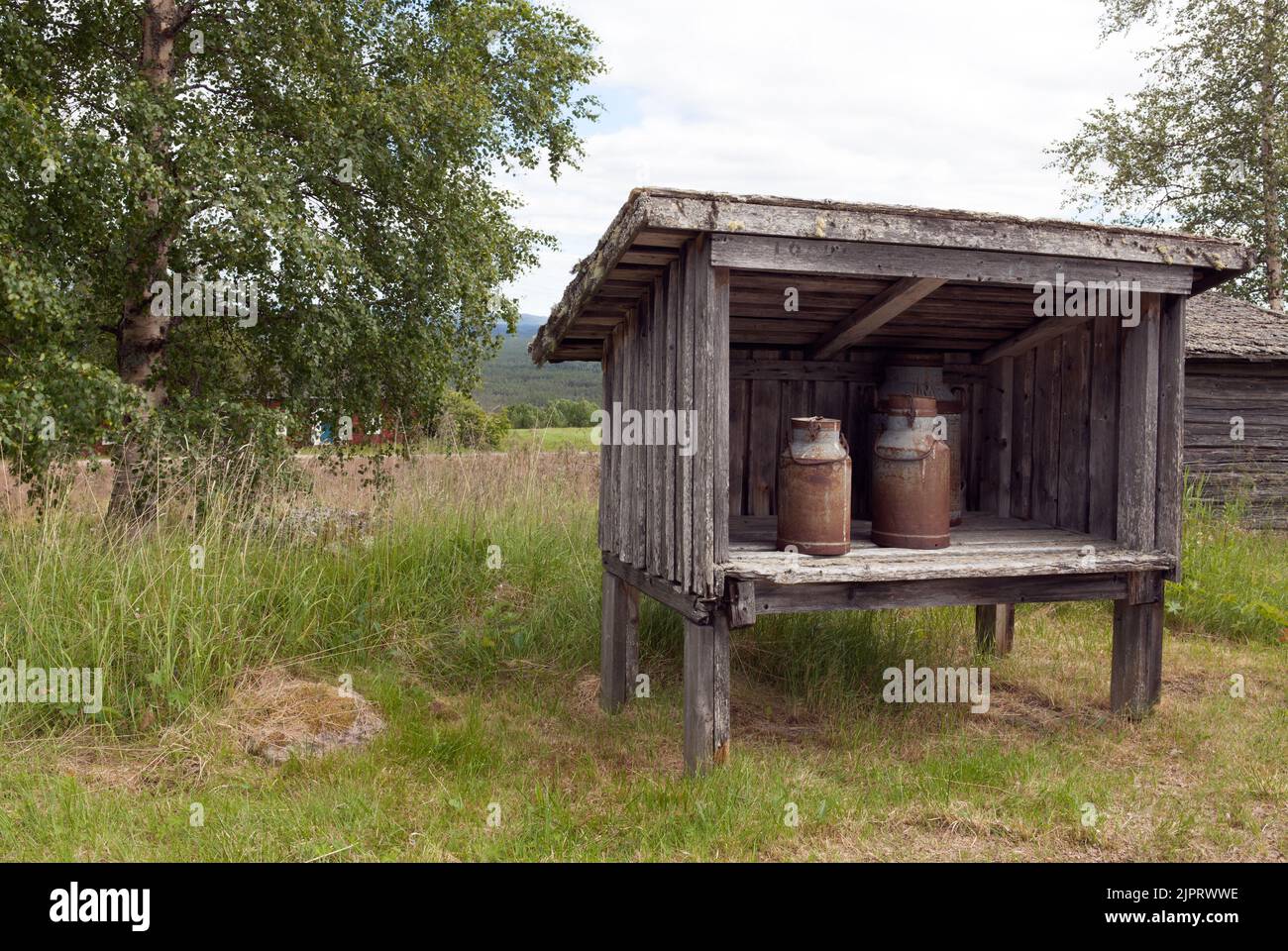 View of an old wooden loading dock this side of the rural countryside ...