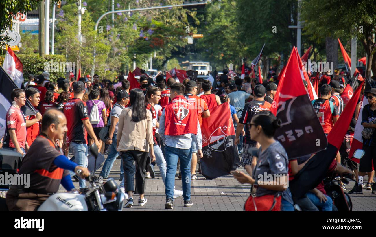 The group of football club fans at the Atlas championship parade ...