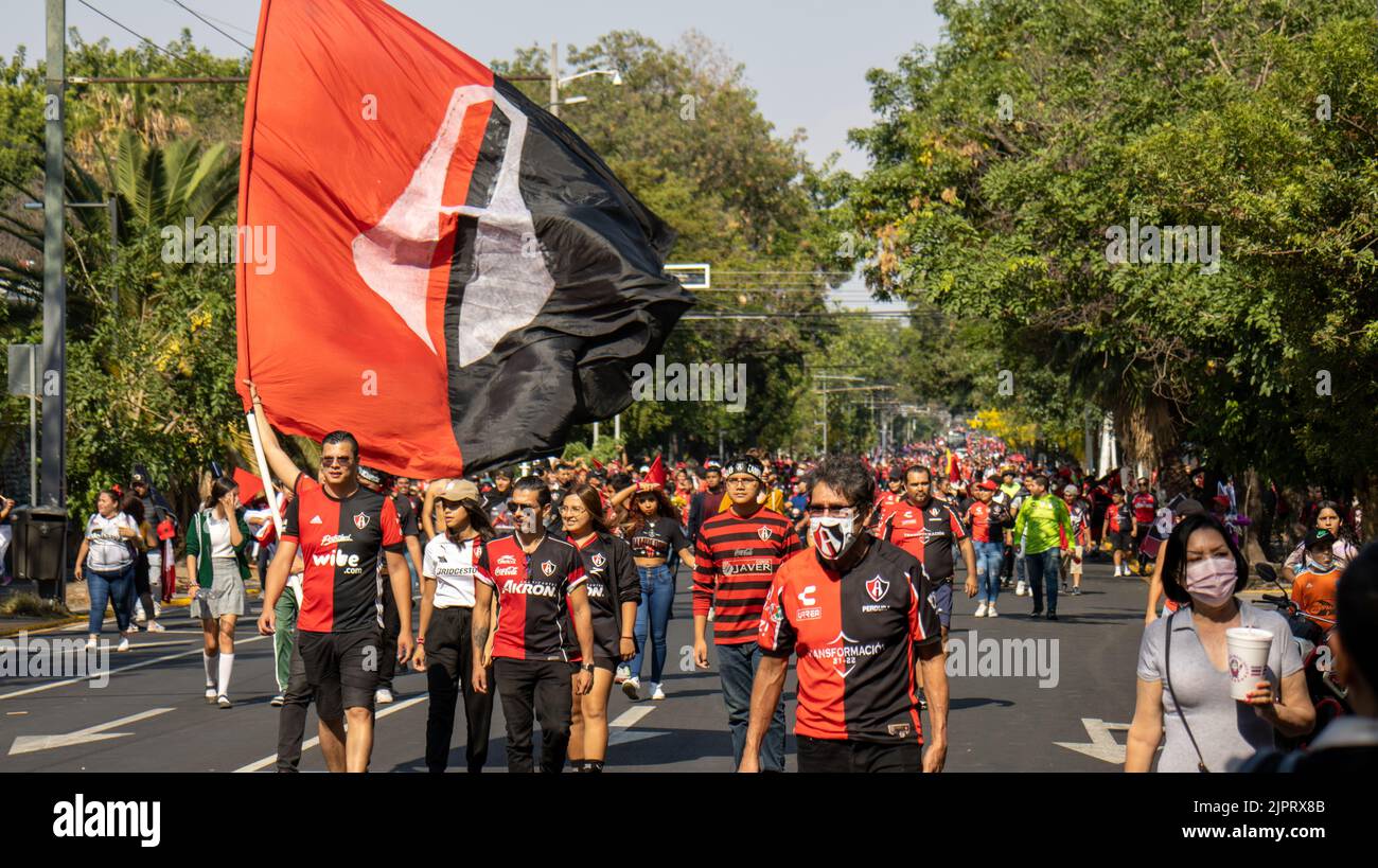 The group of football club fans at the Atlas championship parade ...