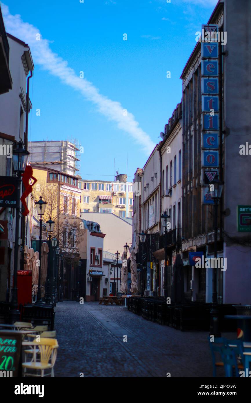 Downtown street in Bucharest, Romania 2019, people walking, vacation ...