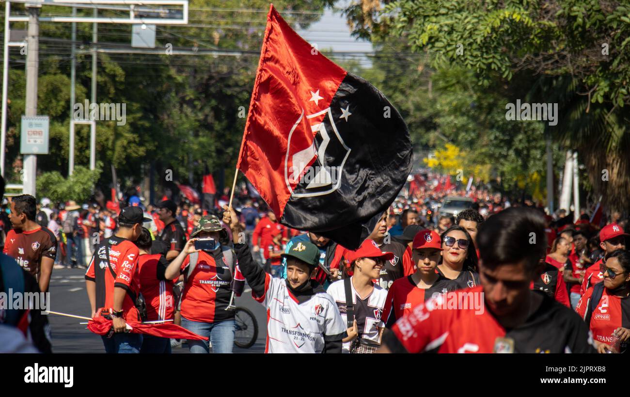 The group of football club fans at the Atlas championship parade ...