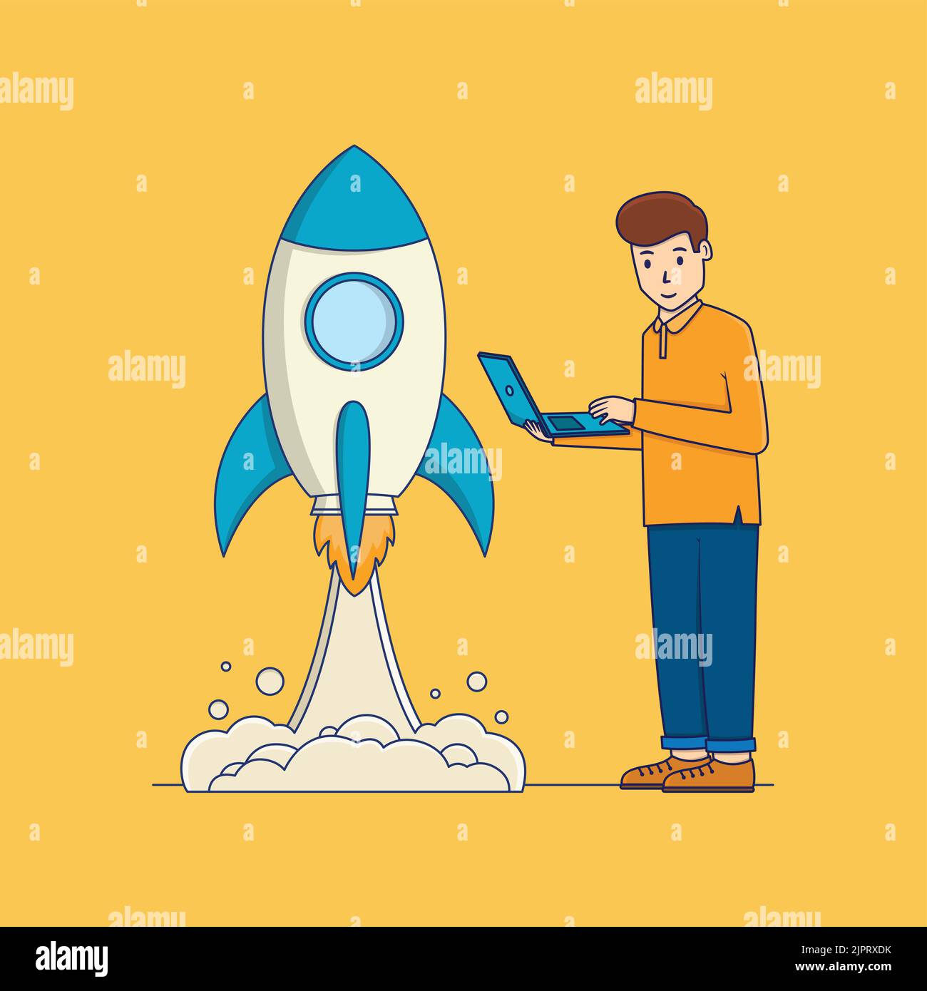 A male programming a release of a rocket Stock Vector Image & Art - Alamy