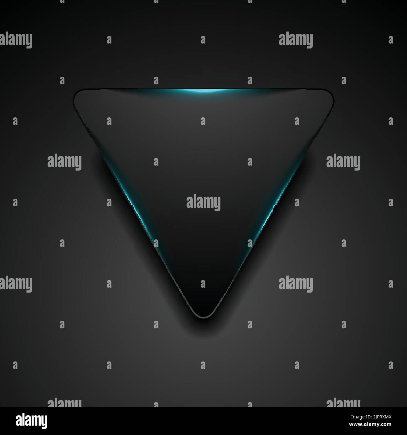 Black triangle with glowing blue light abstract background. Vector ...
