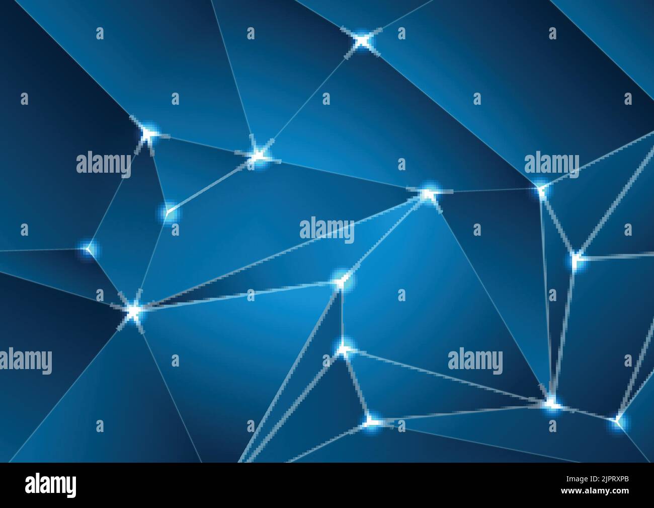 Dark blue tech abstract polygonal connection background. Glowing vector ...