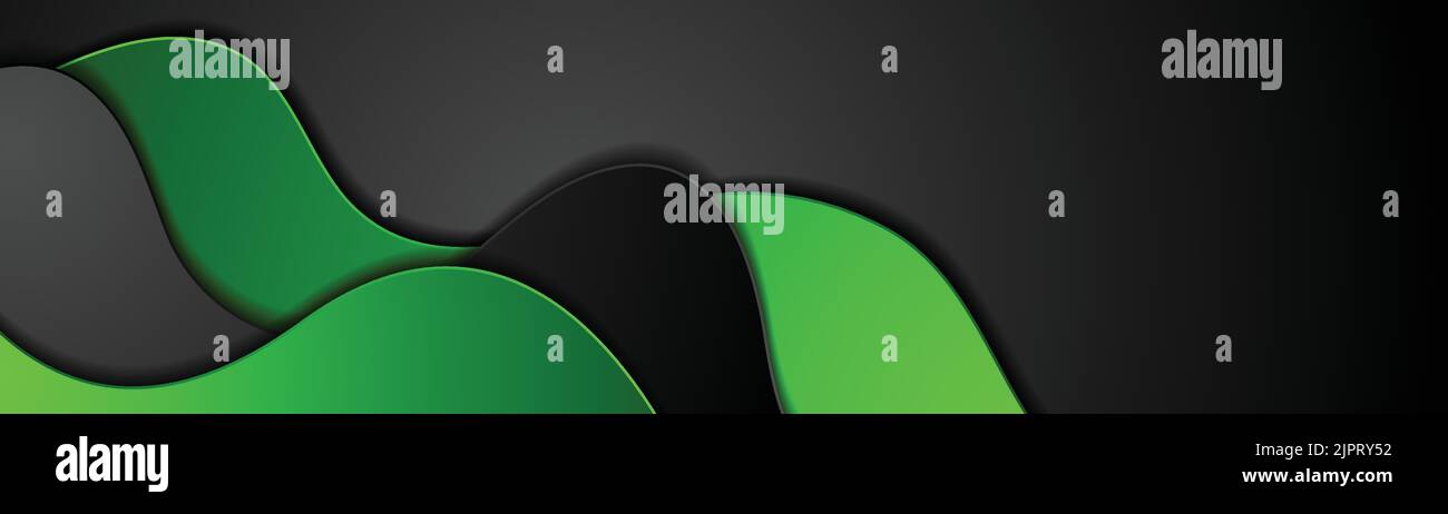 Green and black abstract wavy corporate banner design. Web header ...