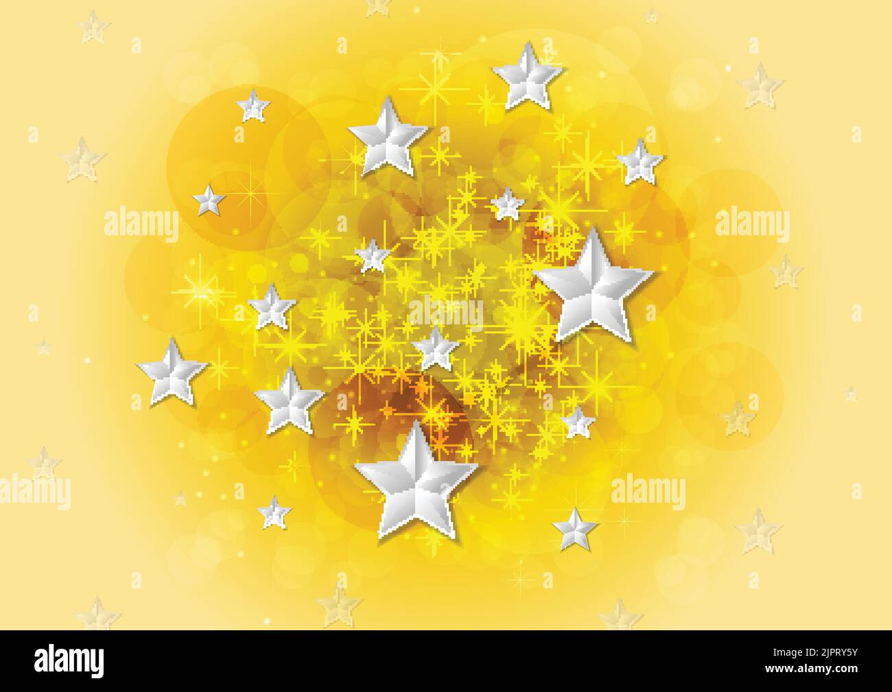 Bright yellow shiny background with stars. Vector celebration art ...