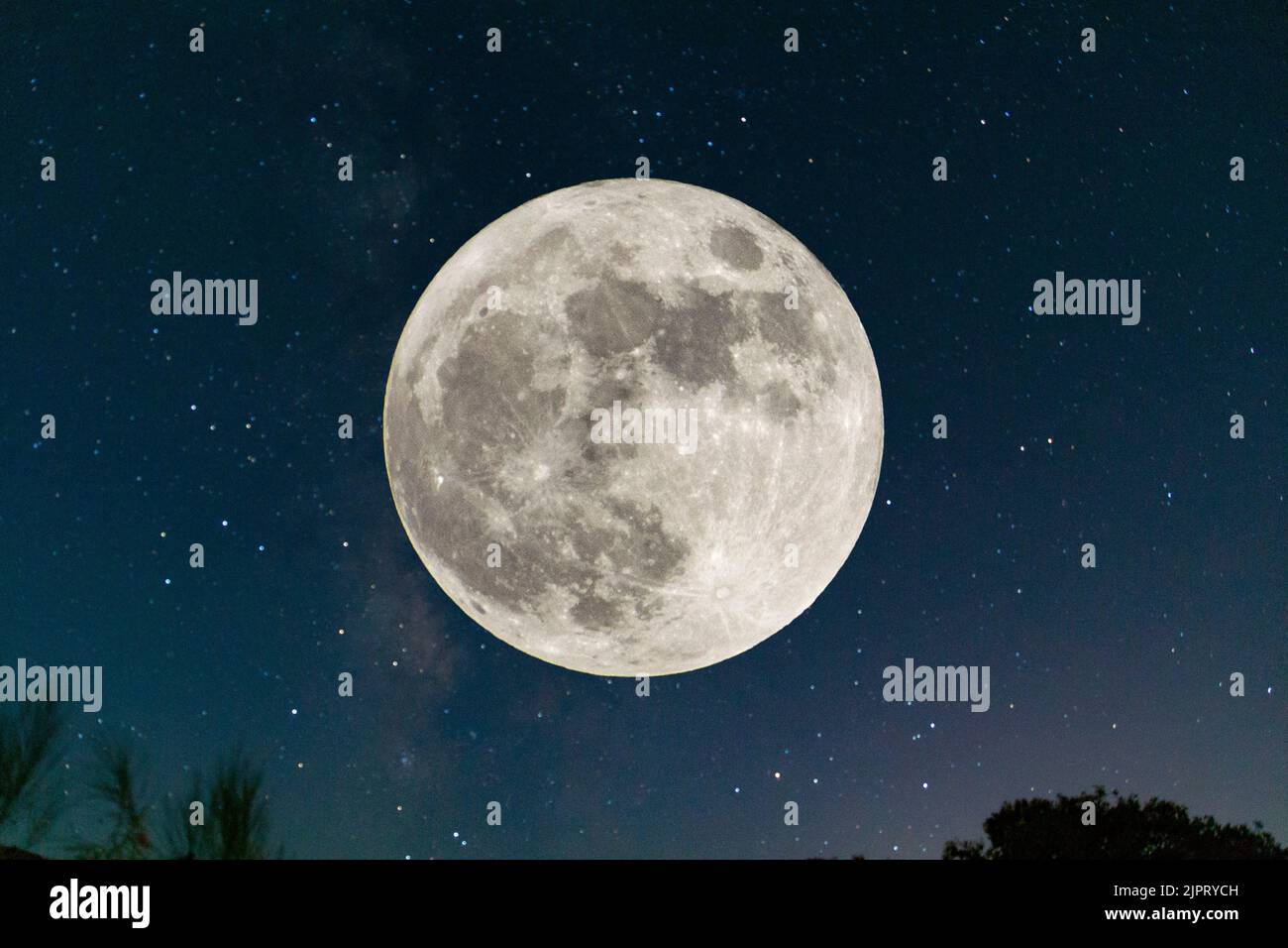 Snow. Moon. Super full moon with dark background. Spain. Europe. Photo ...