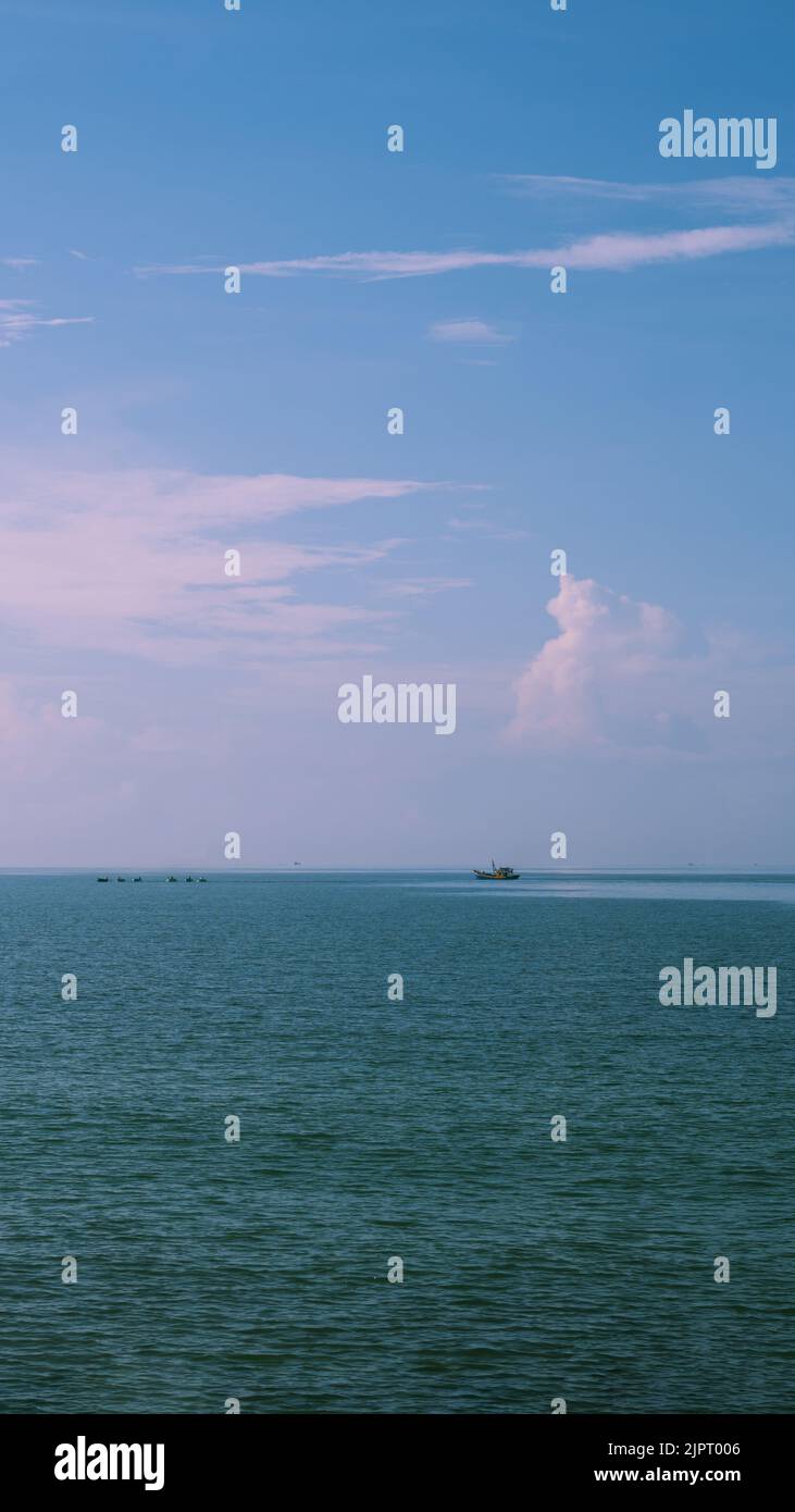BANNER, VERTICAL STORY Atmosphere panorama white cloud clear blue sky ...