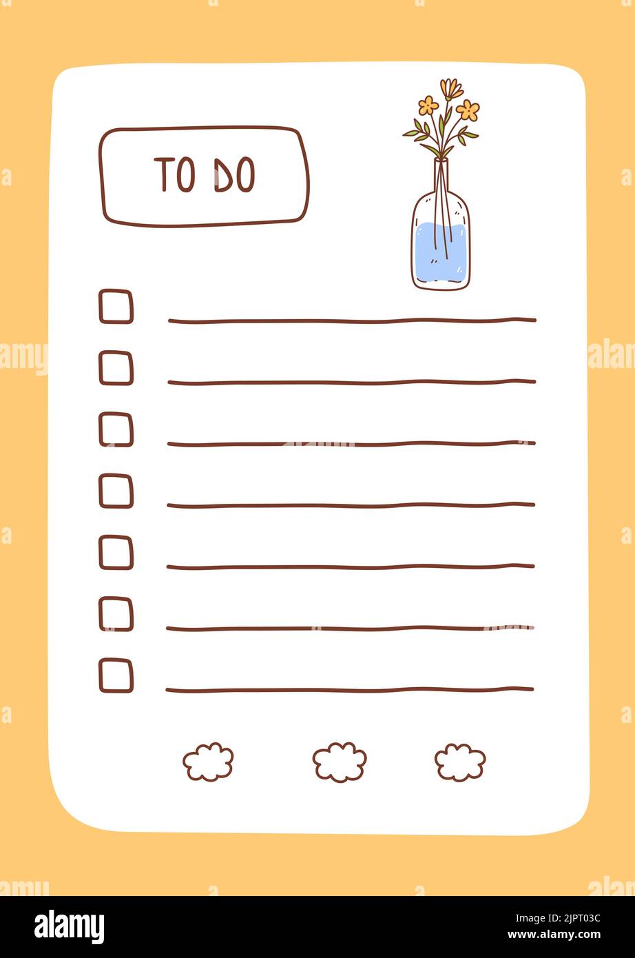 To do list template decorated by flowers in a vase. Cute design of ...