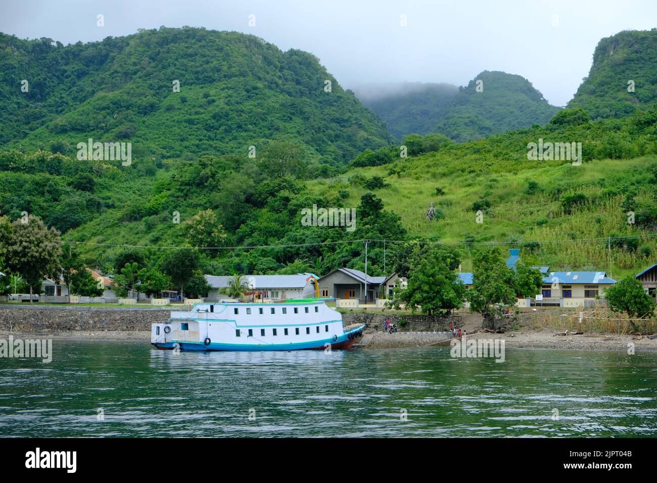 Indonesia Alor Island - Seascape with local ferry Stock Photo - Alamy