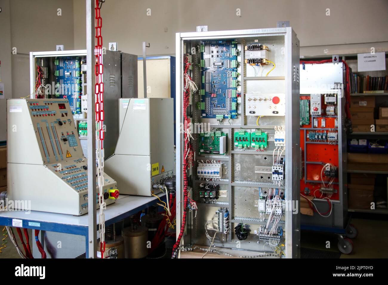 Production of elevators at the Moslift production company Stock Photo ...
