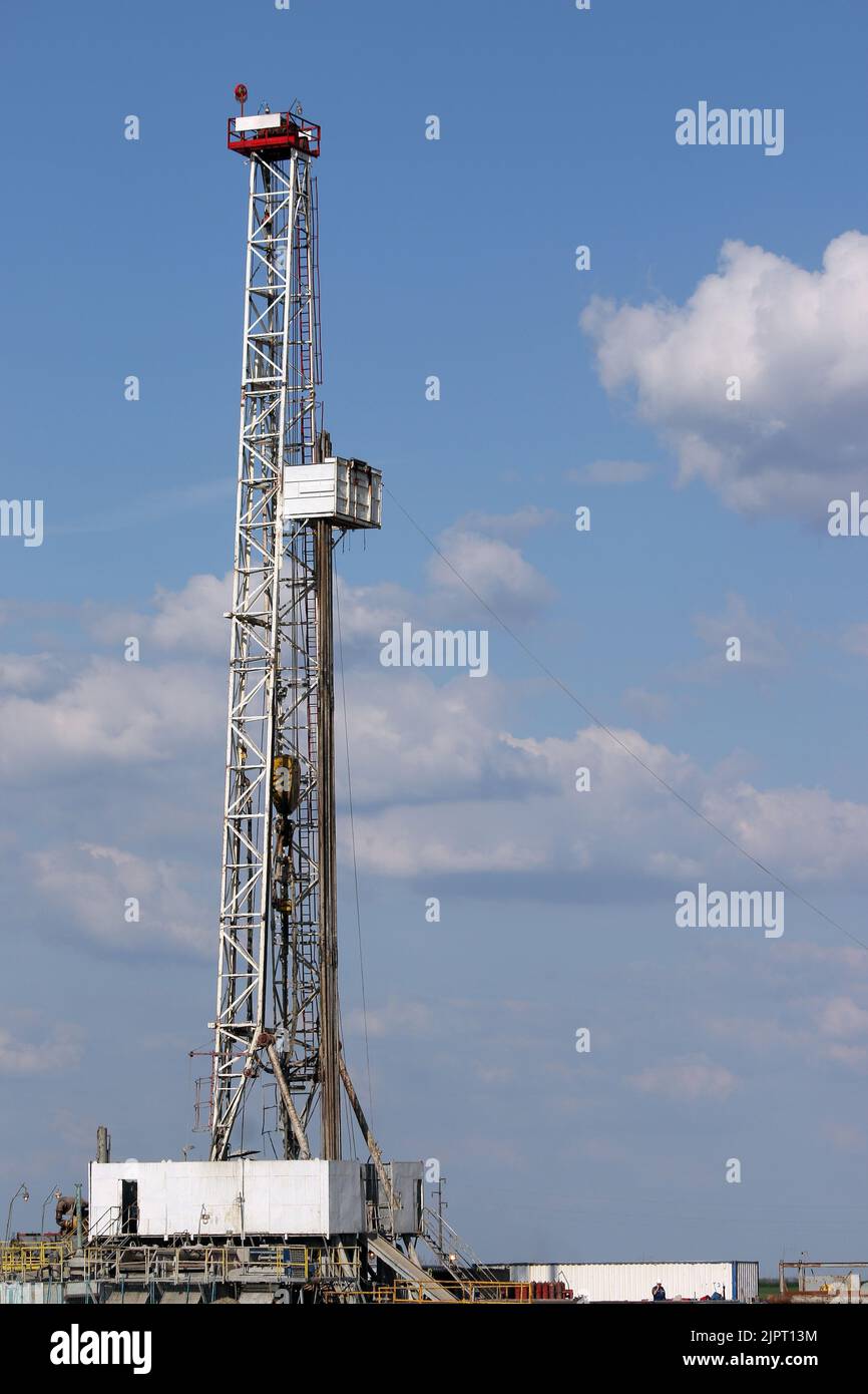 oil drilling rig on field mining and petrochemical industry Stock Photo ...