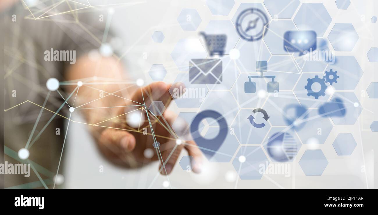 The Connecting lines and dots.Big data visualization Stock Photo - Alamy