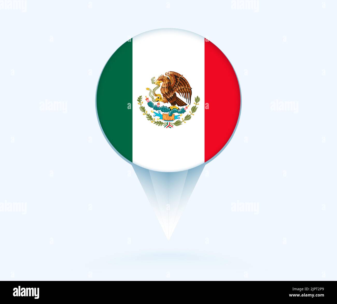 Map pointer with flag of Mexico. Vector flag sign on blue background ...