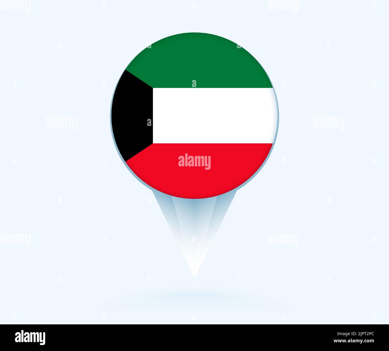 Map pointer with flag of Kuwait. Vector flag sign on blue background Stock Vector Image & Art ...