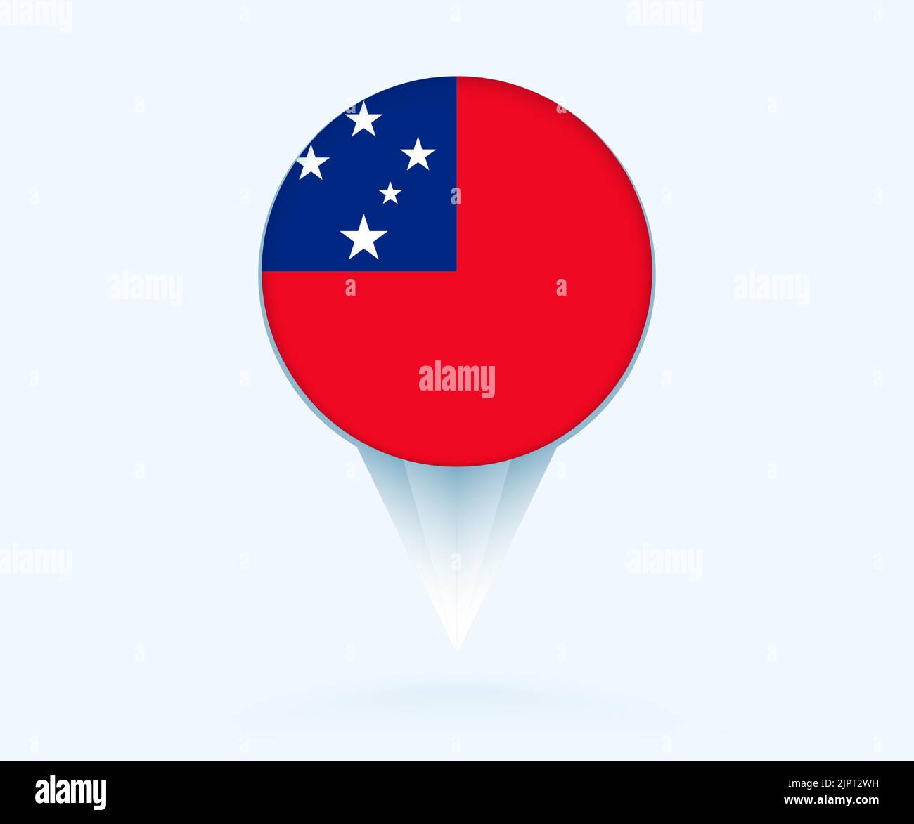 Map pointer with flag of Samoa. Vector flag sign on blue background ...
