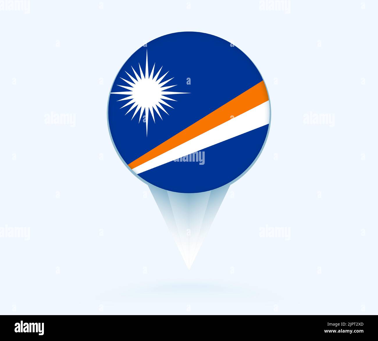 Map pointer with flag of Marshall Islands. Vector flag sign on blue ...