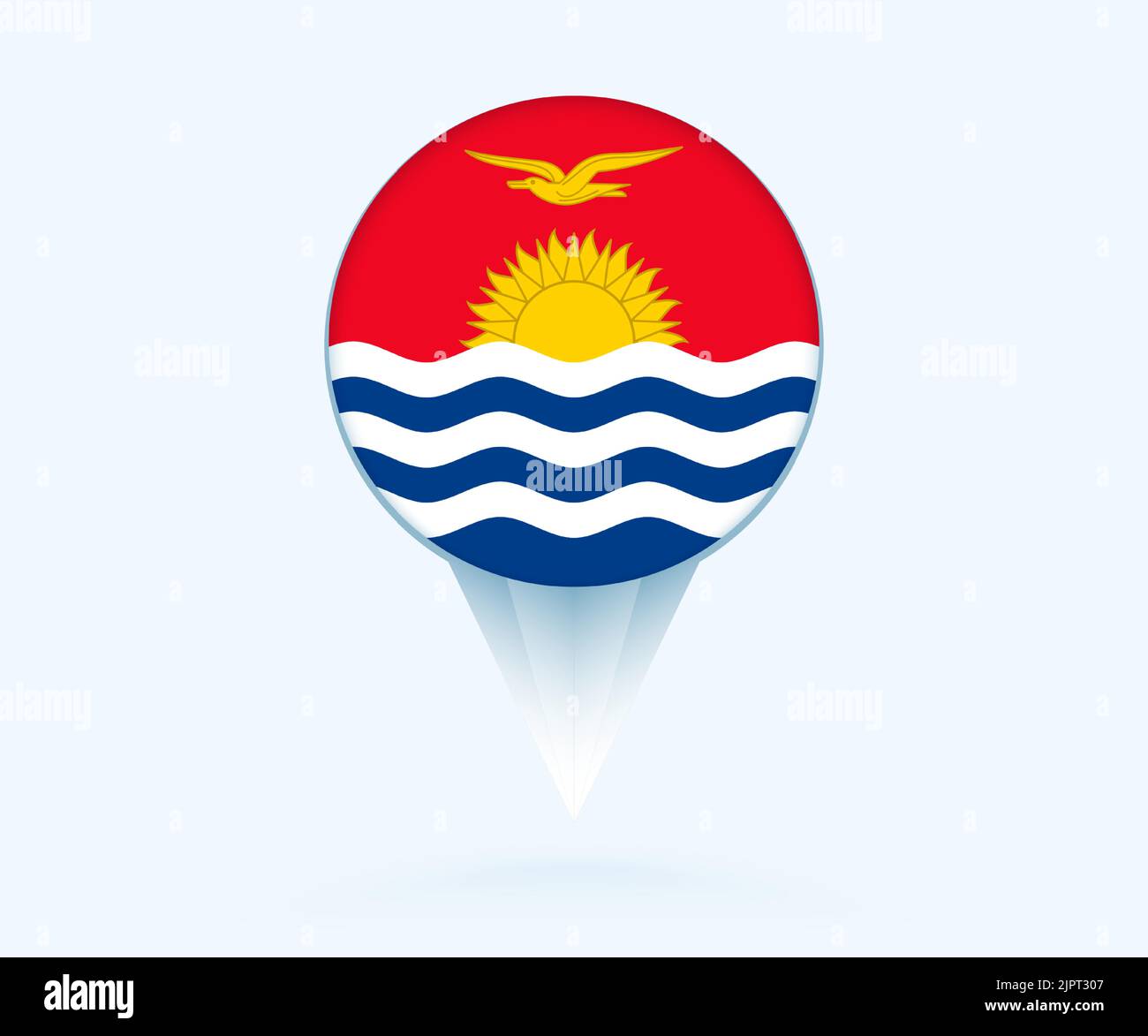 Map pointer with flag of Kiribati. Vector flag sign on blue background ...