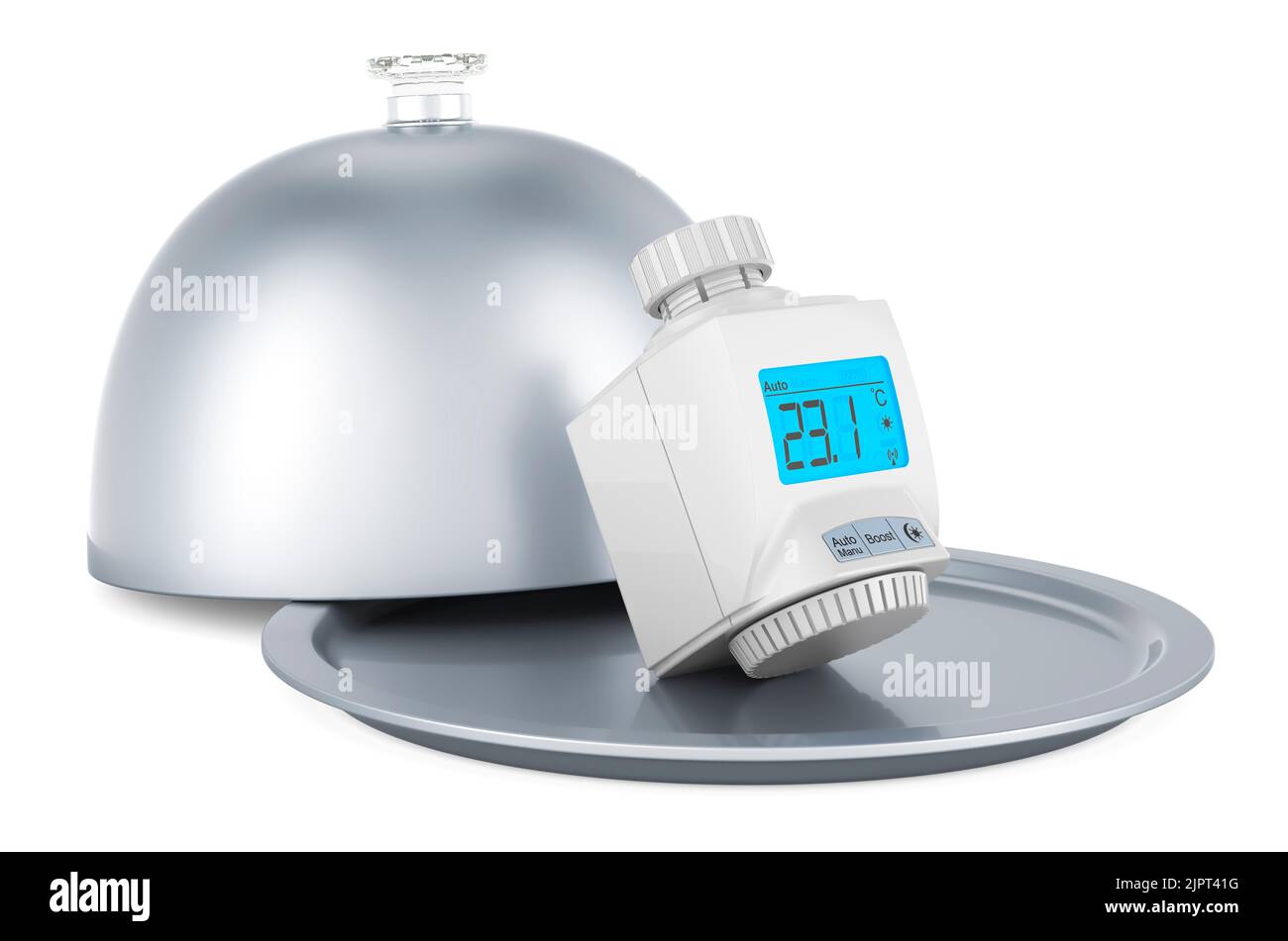 Restaurant cloche with digital radiator thermostatic valve, 3D ...