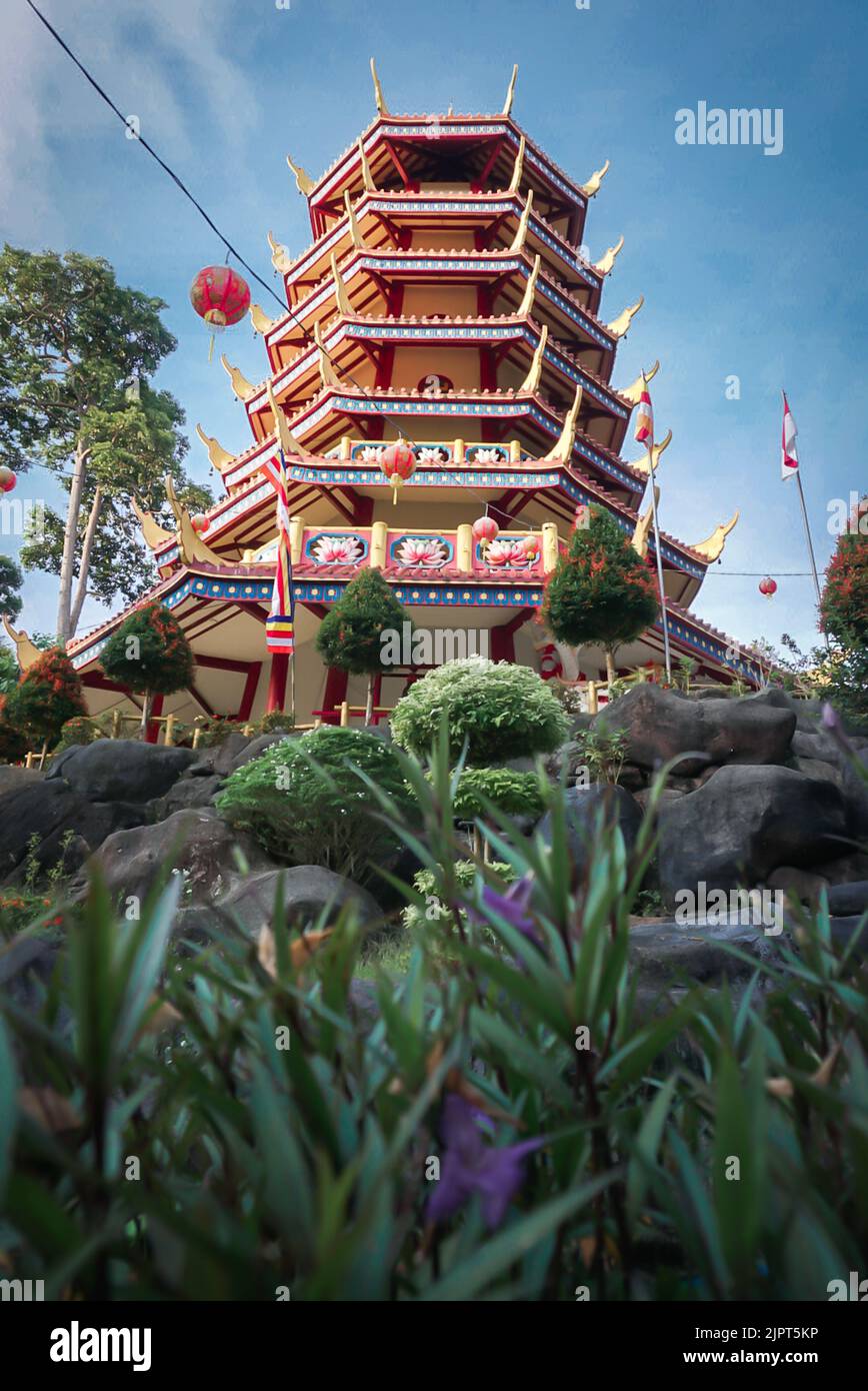 The Nusantara Pagoda in the hills of Rebo, Bangka Regency, Bangka ...