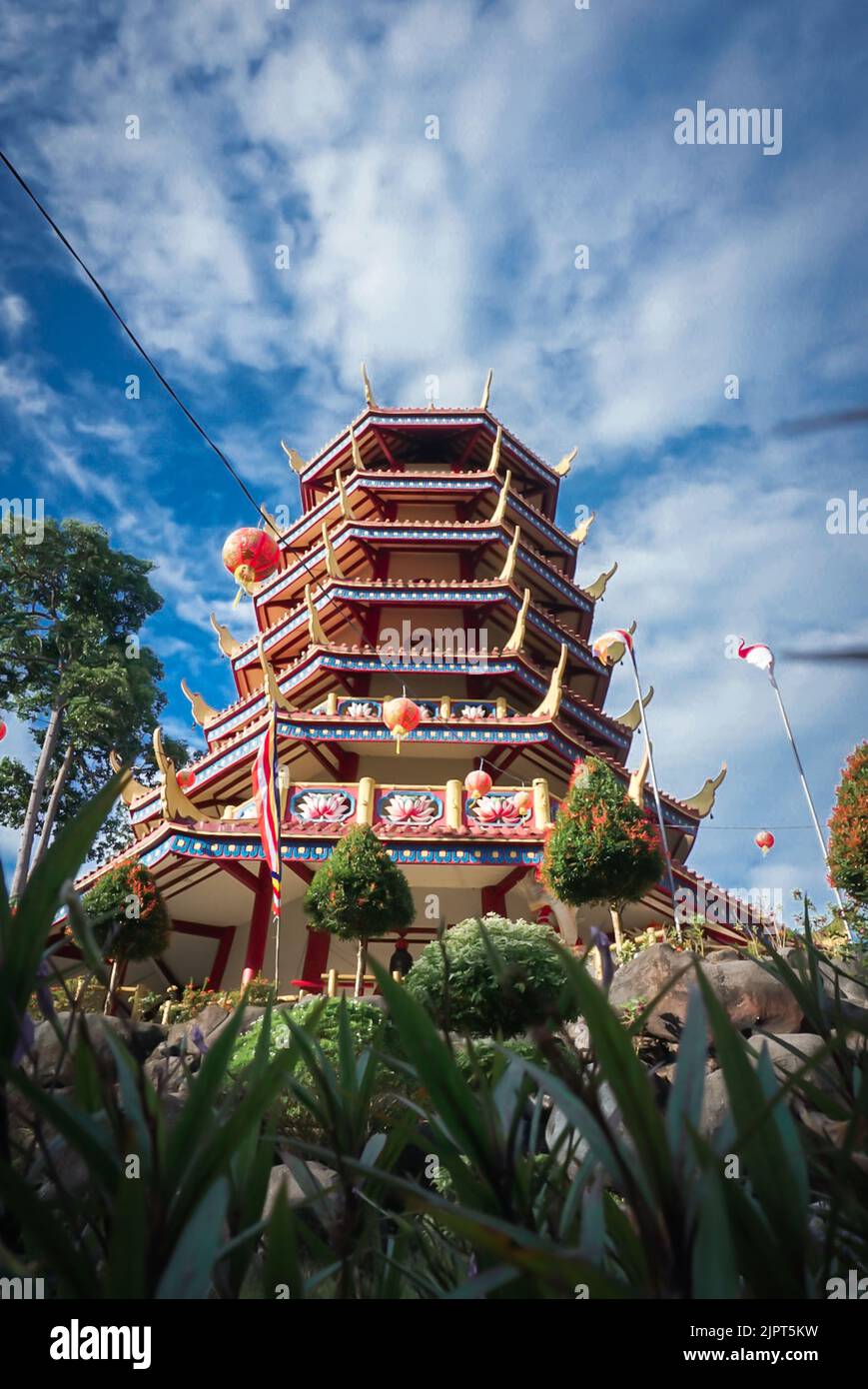 The Nusantara Pagoda in the hills of Rebo, Bangka Regency, Bangka ...