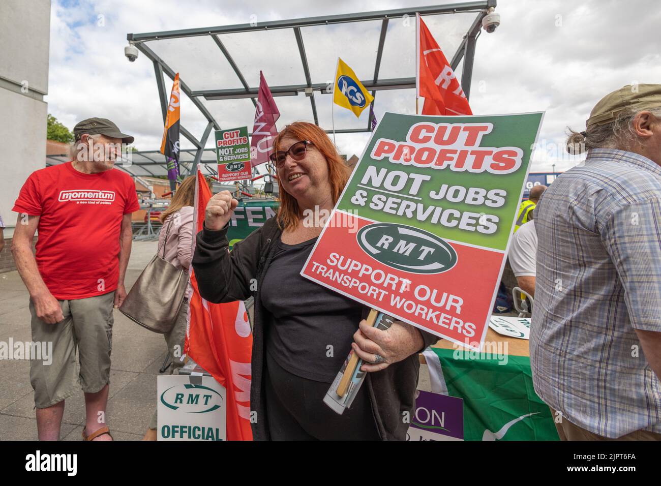 Southend on Sea, UK. 20th Aug, 2022. RMT workers and railway staff on a ...