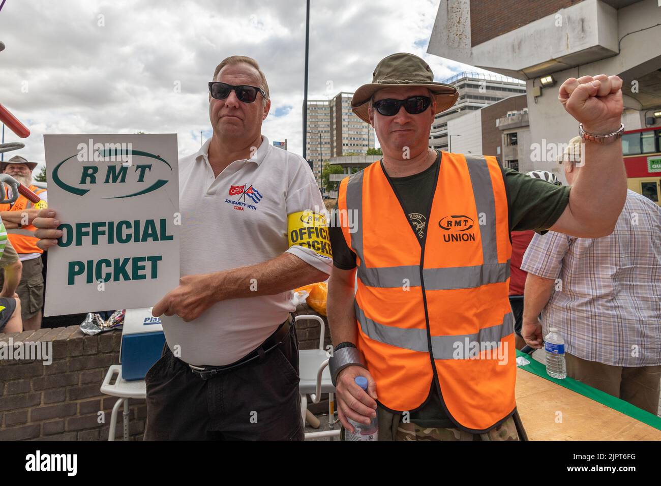Southend on Sea, UK. 20th Aug, 2022. RMT workers and railway staff on a ...