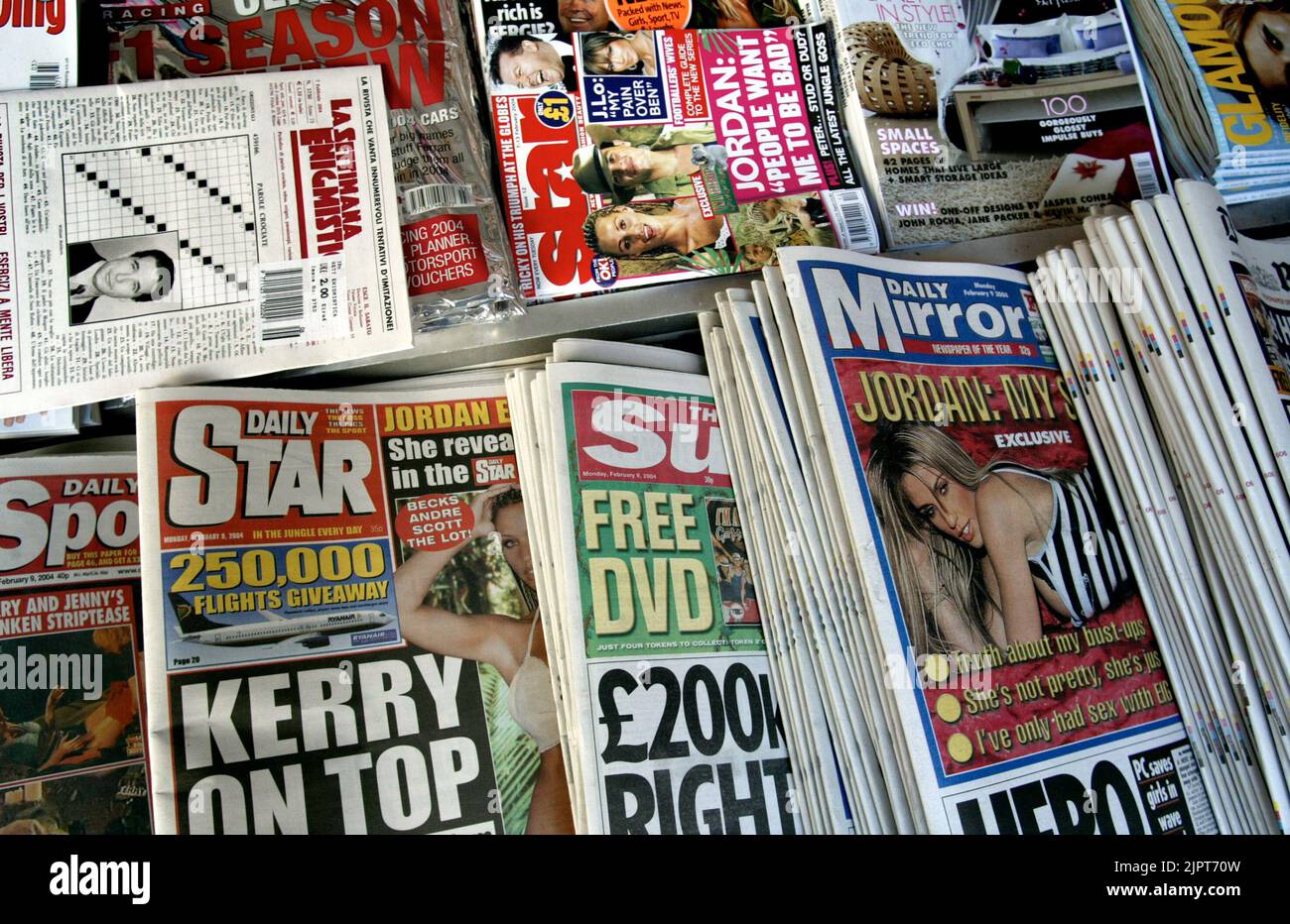 Newspaper sales in central London, UK. In the picture: The Daily star ...