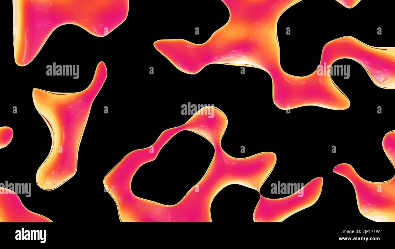 Fluid metallic drops y2k reddish background. Dynamic iridescent ...