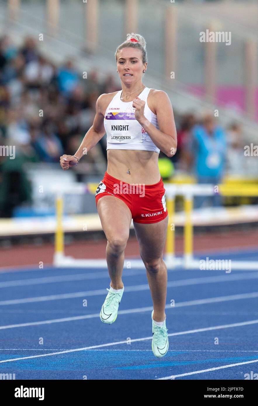 Jessie Knight of England competing in the women’s 400m hurdles heats at ...