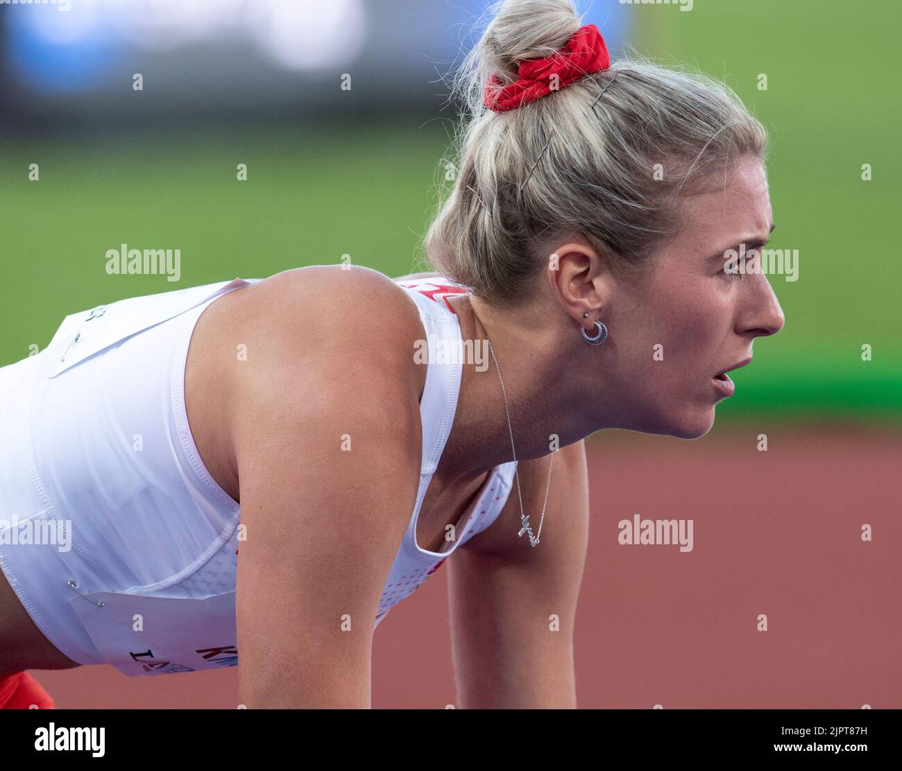 Jessie Knight of England competing in the women’s 400m hurdles heats at ...