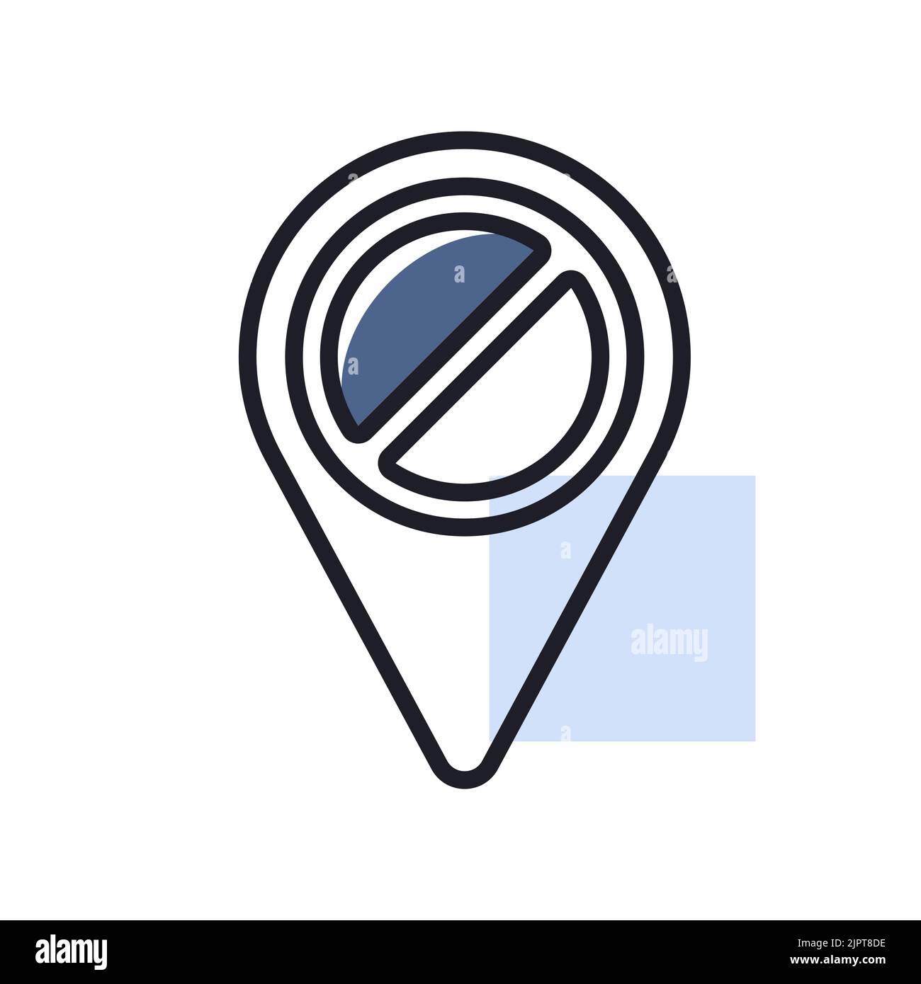 Forbidden pin map isolated icon. Map pointer. Demonstration ...