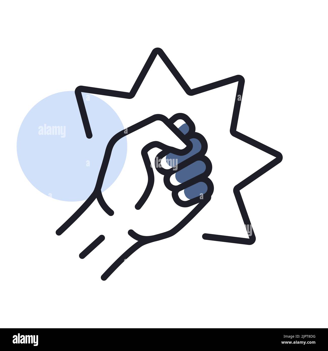 Punch, raised up clenched fist vector isolated icon. Demonstration ...